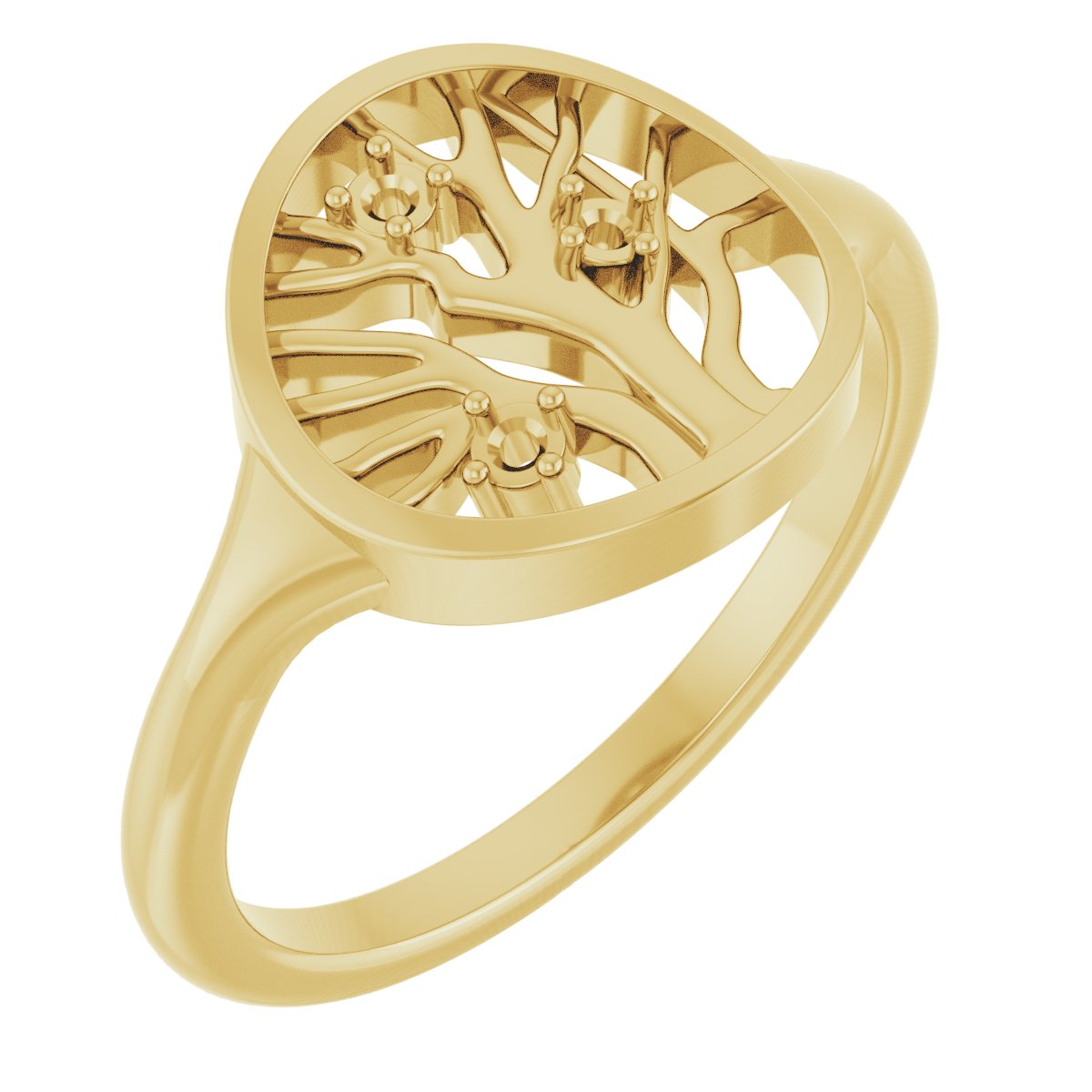 14K Yellow 3 Stone Family Tree Ring Mounting Stuller