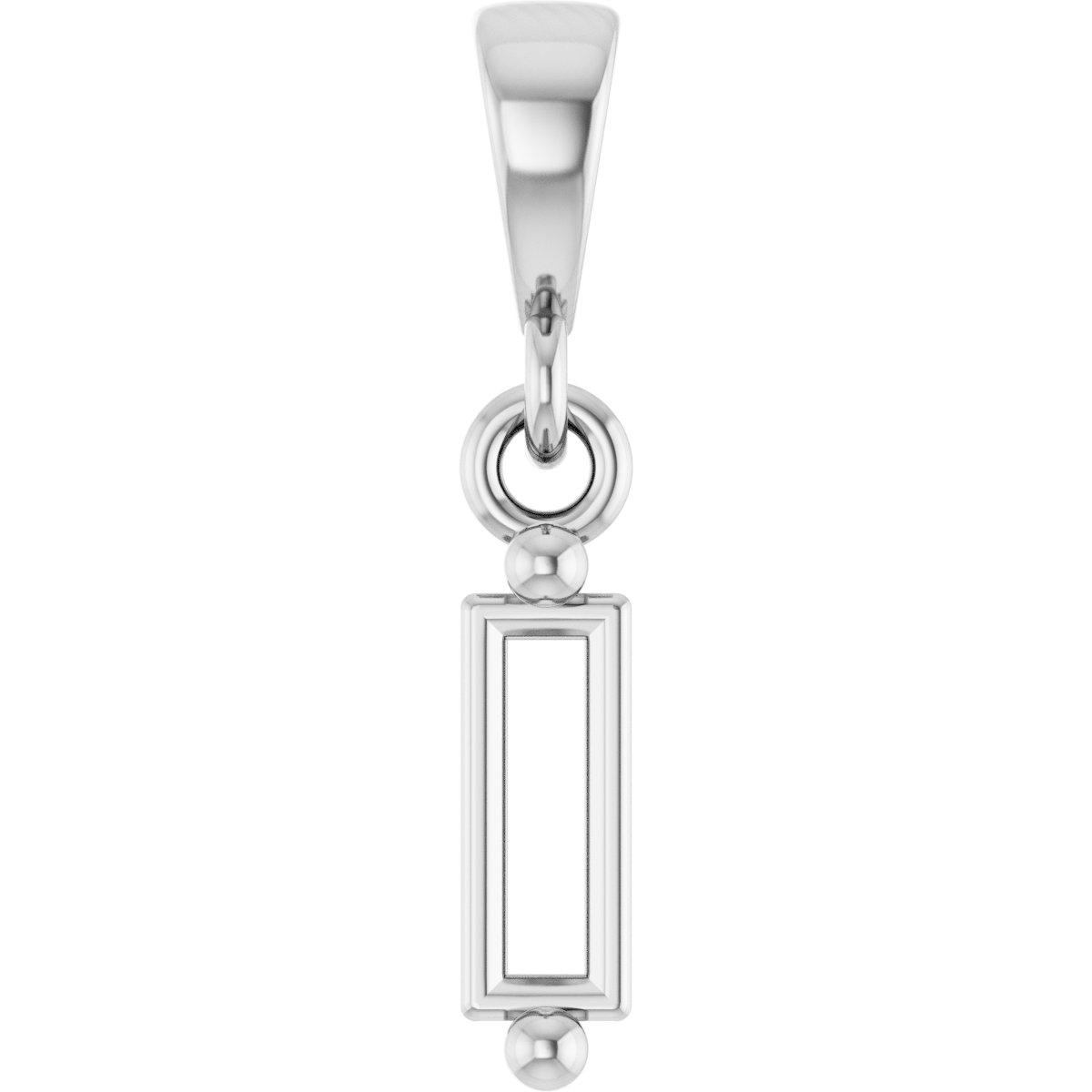 14K White 5x2 mm Straight Baguette 2 Prong Solitaire Pendant Mounting Stuller