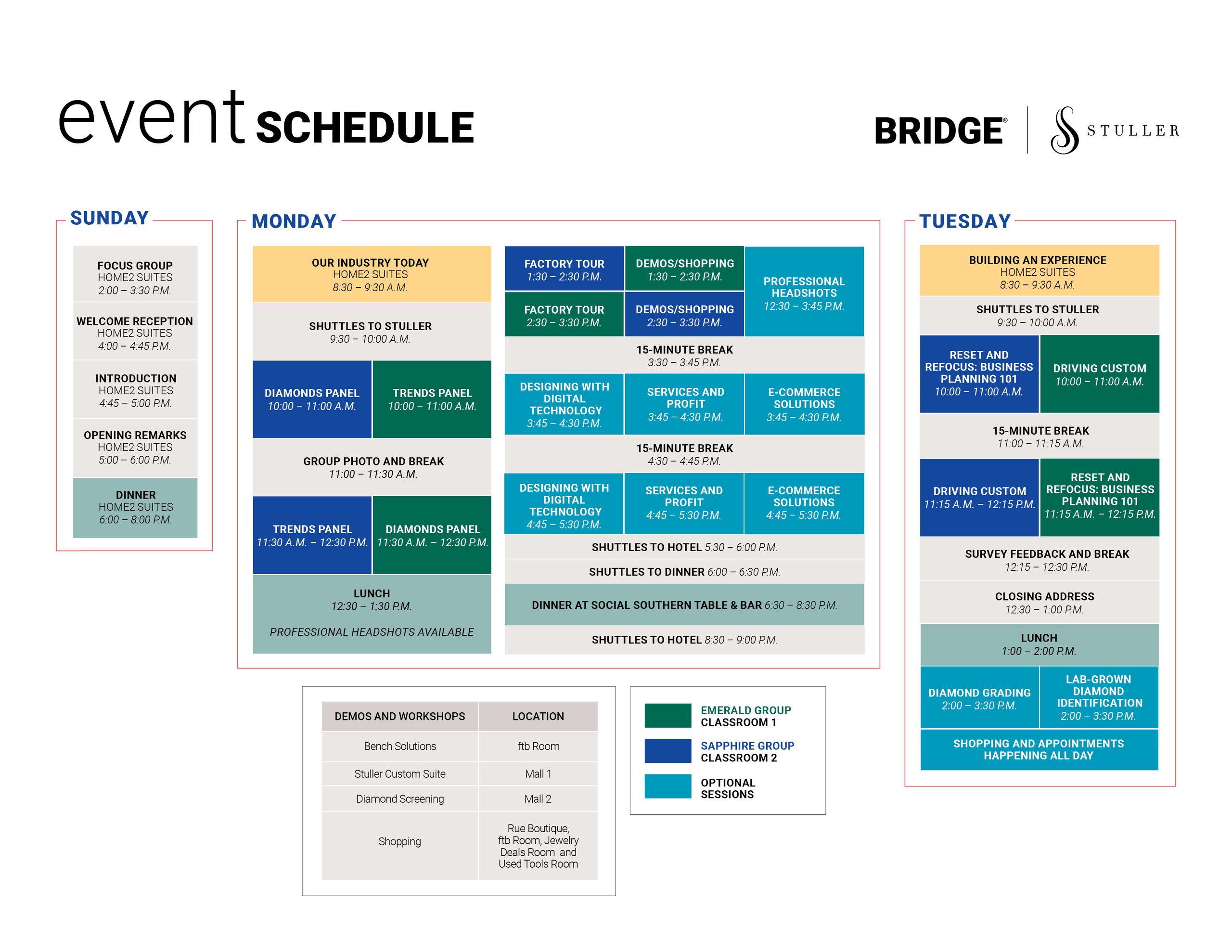 Bridge Schedule | Stuller