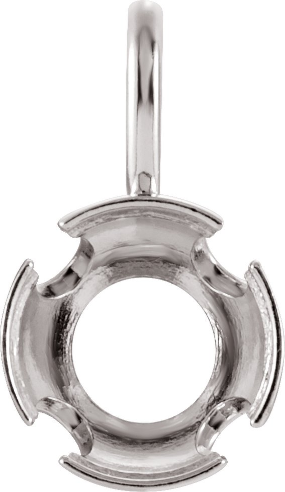 14K White 6.5 mm Round Solitaire Bezel Set Pendant Mounting Stuller