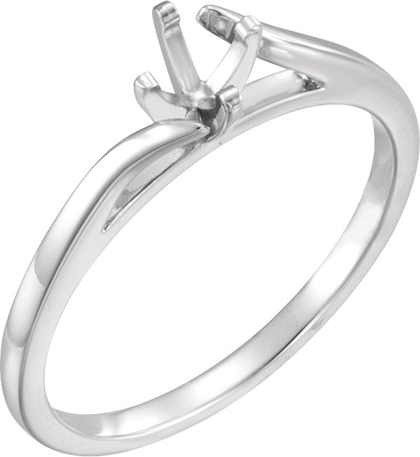 14K White 4 mm Round Cathedral Engagement Ring Mounting Stuller