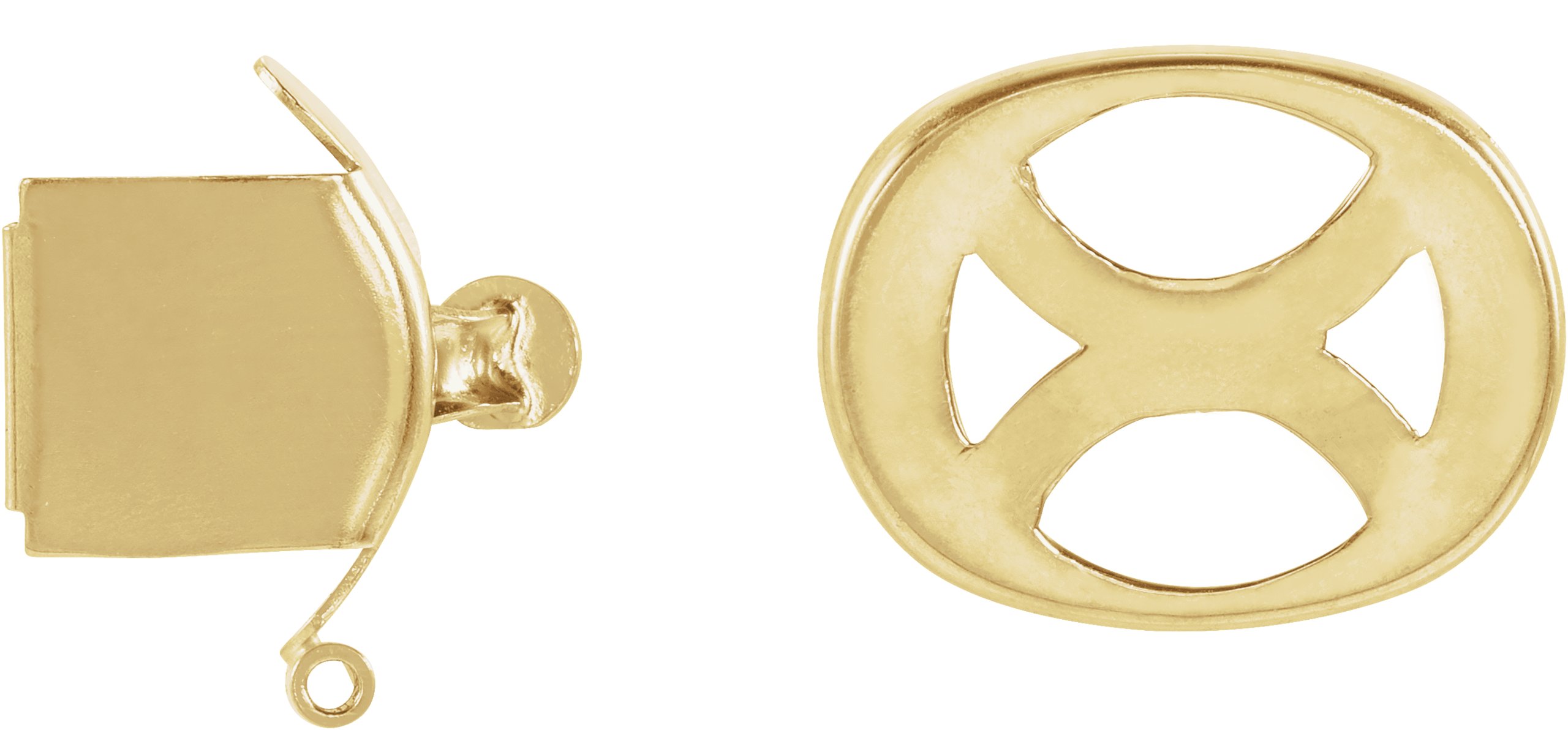 14K Yellow Gold 10-16mm 3-Quarter Round Clasp Base Strand Chain Tongue ...