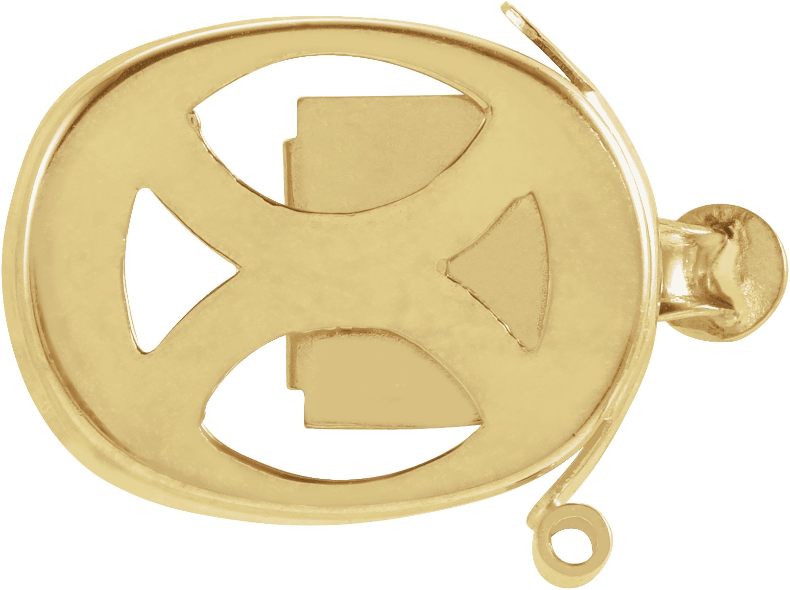 14K Yellow Gold 10-16mm 3-Quarter Round Clasp Base Strand Chain Tongue ...