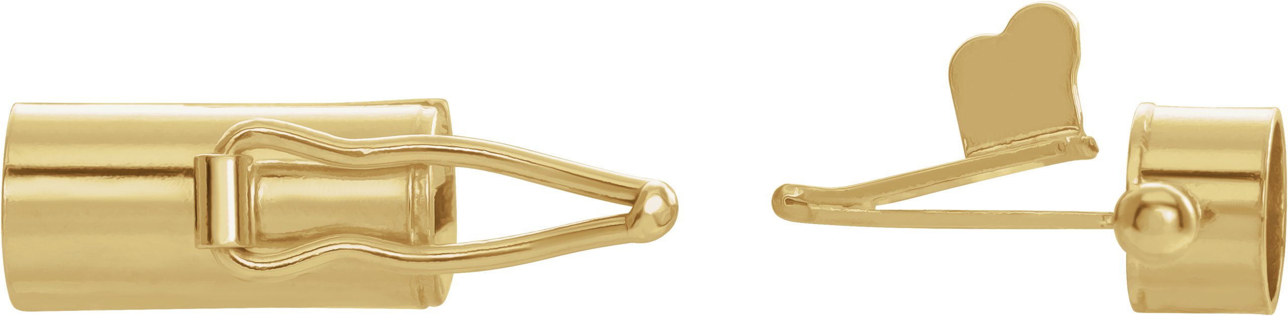 14K Yellow Gold Internal Barrel Clasp w End Caps Snap In Tongue Figure ...